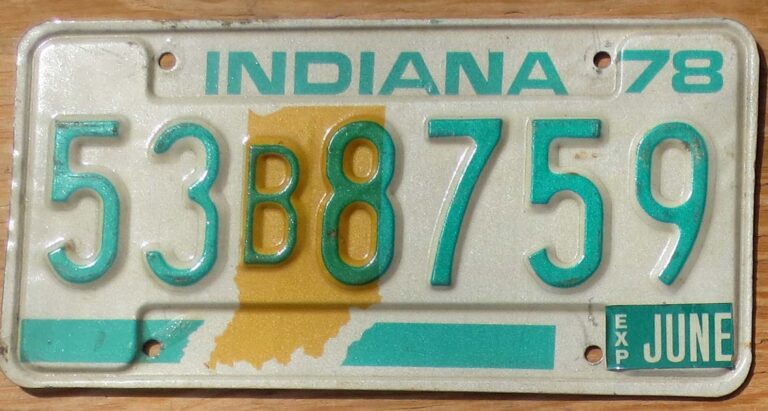 1978 Indiana vg+ - Automobile License Plate Store: Collectible License ...