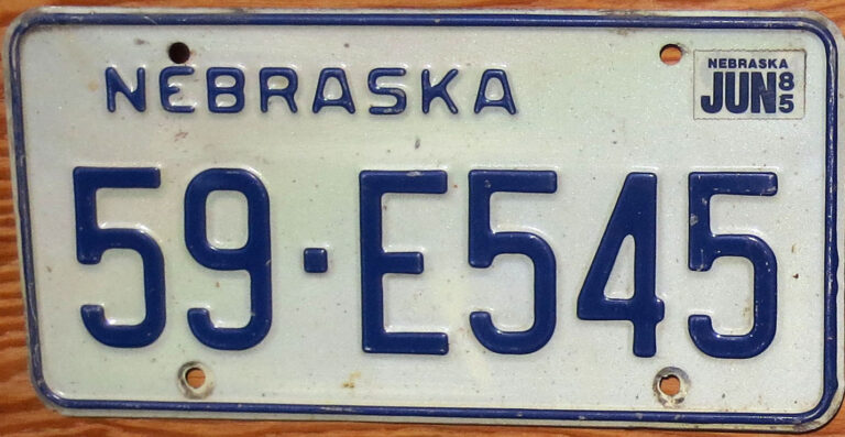 1985 Nebraska vg- Automobile License Plate Store: Collectible License ...