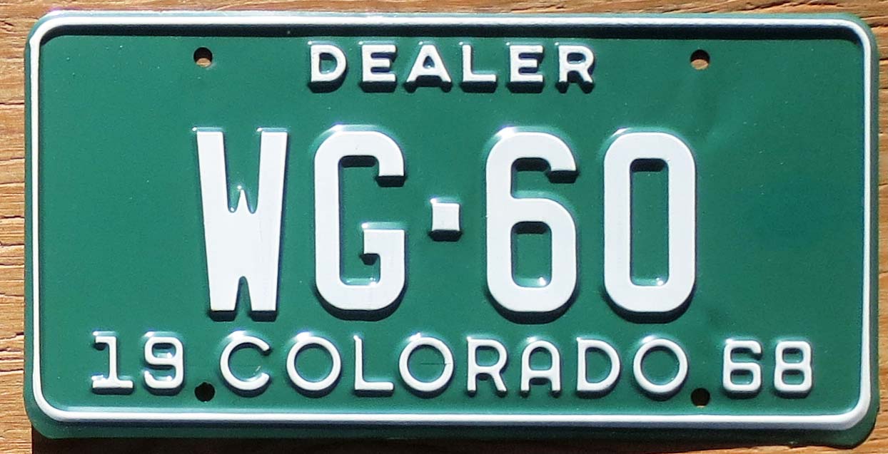 1968 Colorado dealer mint | Automobile License Plate Store: Collectible ...