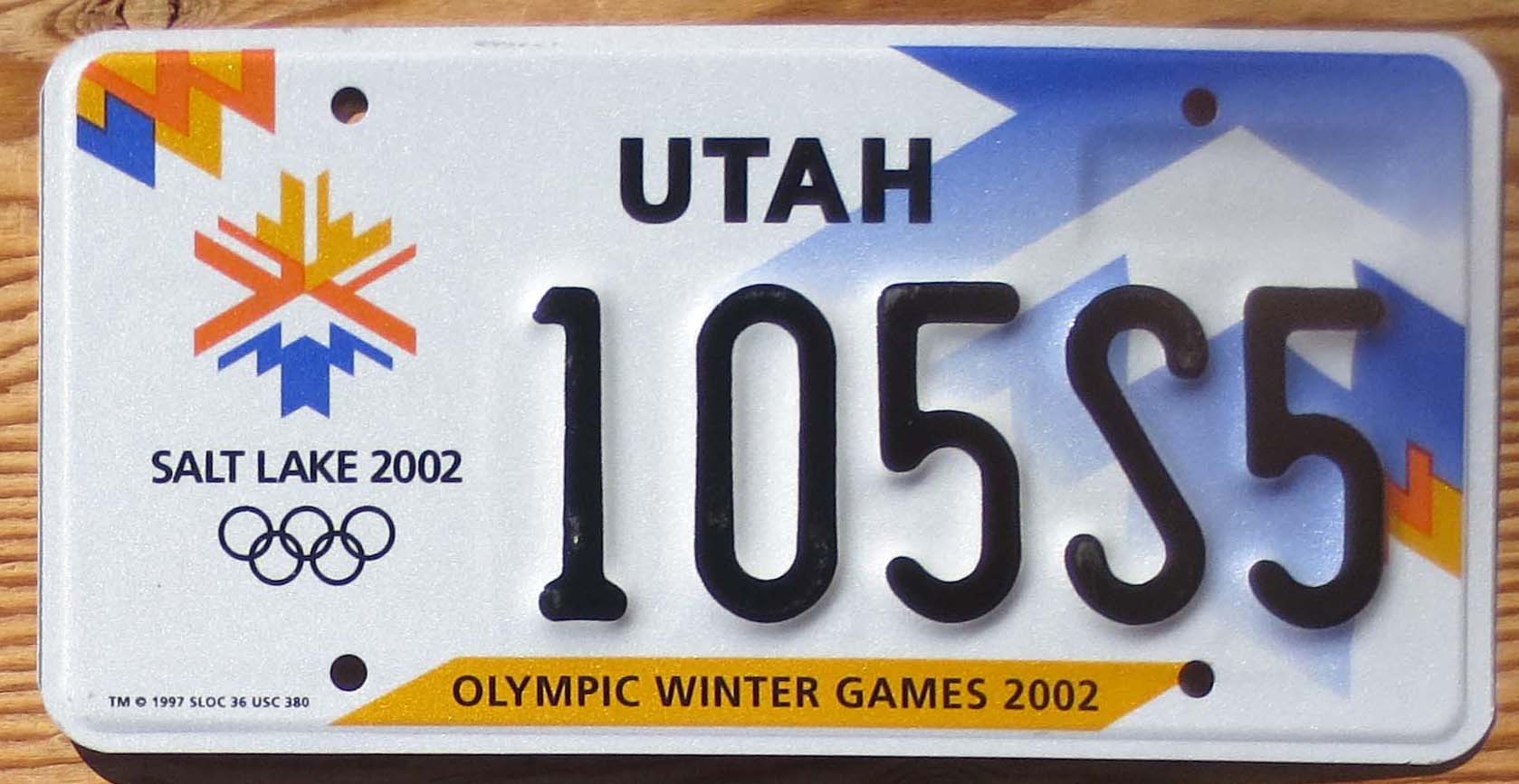2002 base Utah Winter Olympics nearly mint - Automobile License Plate ...