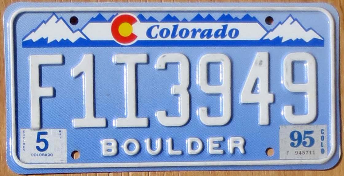 1995 Colorado denim vg-ex | Automobile License Plate Store: Collectible ...