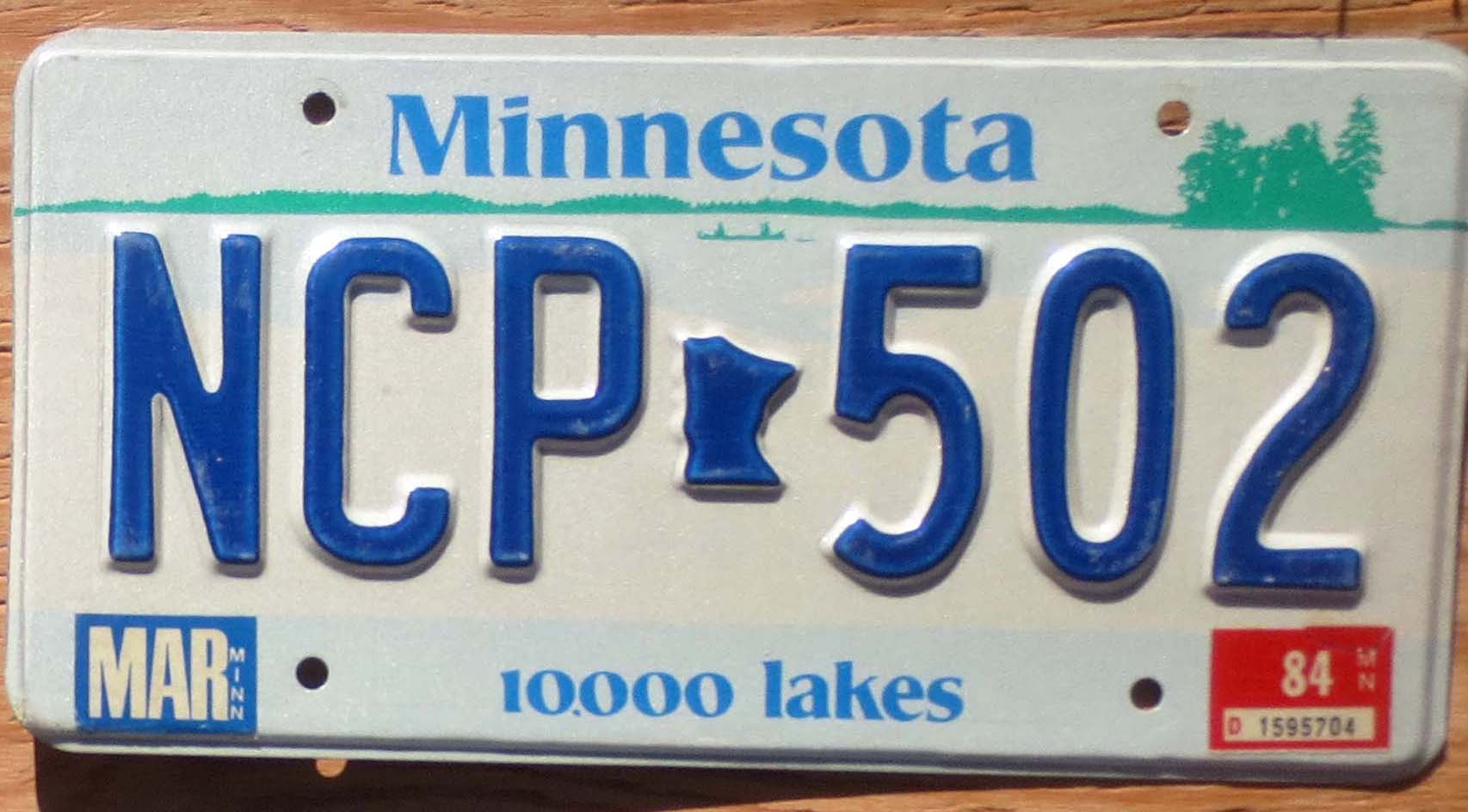 1984 Minnesota exc- | Automobile License Plate Store: Collectible ...