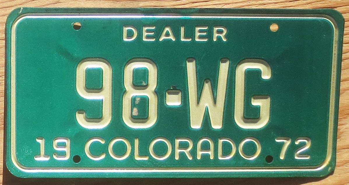 1972 Colorado dealer mint | Automobile License Plate Store: Collectible ...