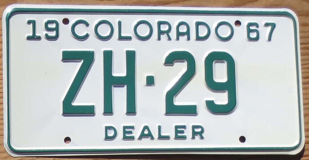 1967 Colorado dealer mint | Automobile License Plate Store: Collectible ...