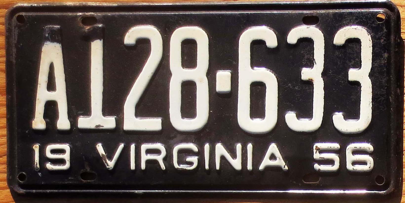 1956 Virginia gvg | Automobile License Plate Store: Collectible License ...