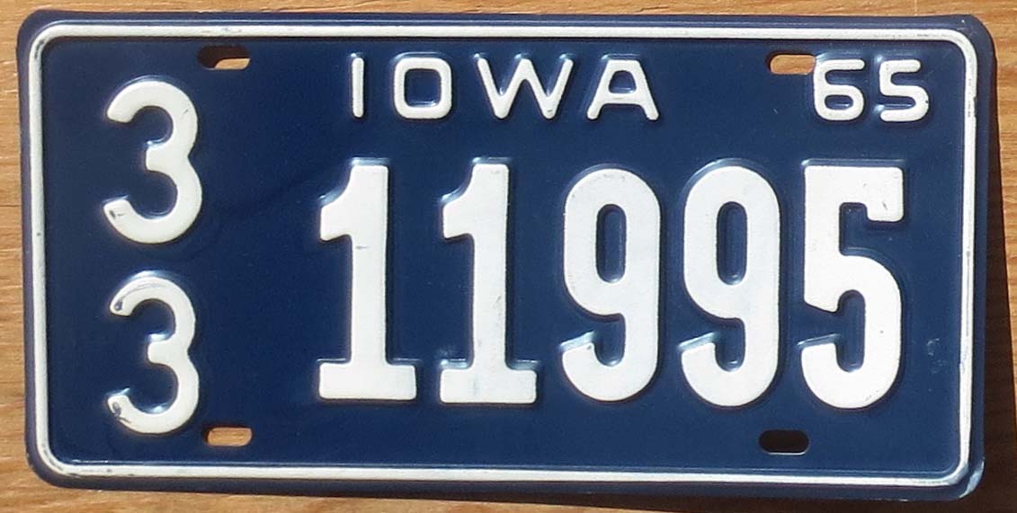1965 Iowa ex-mint NICE PLATE | Automobile License Plate Store ...
