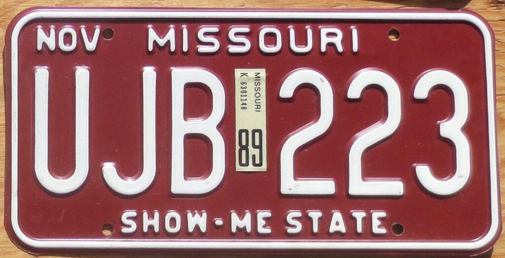 1989 Missouri nearly mint NICE PLATE - Automobile License Plate Store ...