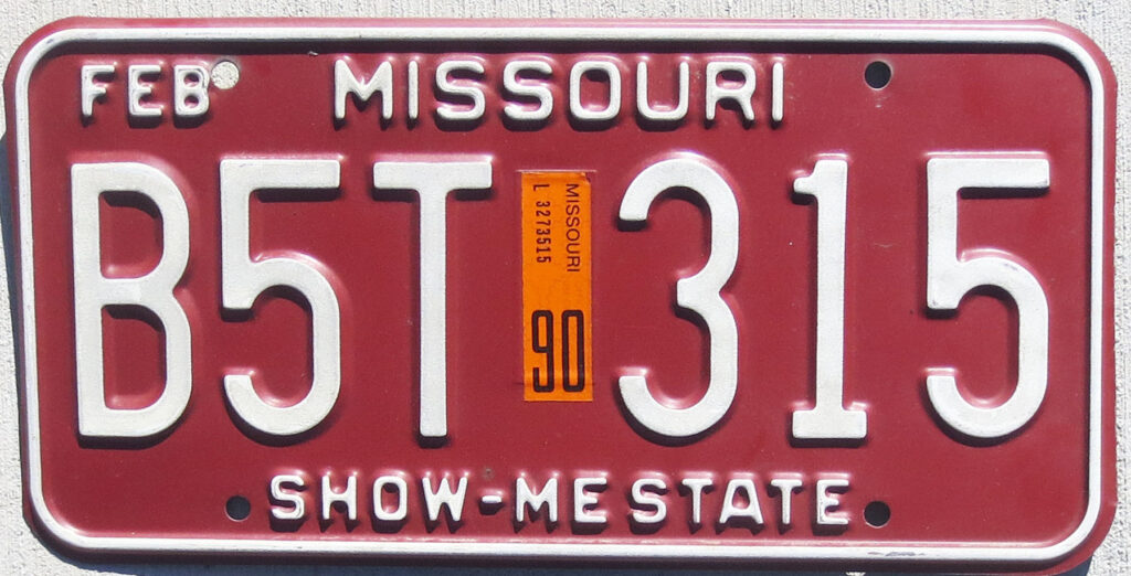 1990 Missouri exc+ NICE PLATE - Automobile License Plate Store ...