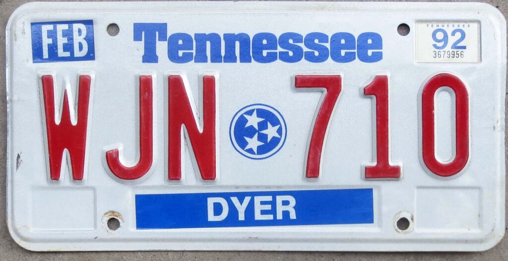 1992 Tennessee vg - Automobile License Plate Store: Collectible License ...