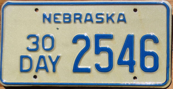 1993 base Nebraska 30-Day Temporary mint - Automobile License Plate ...