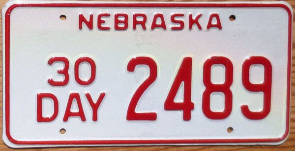 1999 base Nebraska 30-Day Temporary mint - Automobile License Plate ...